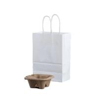 China Eco Friendly Recyclable White Small Paper Bag With Handles For Retail And Grocery for sale