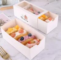 China Kraft Cardboard Bakery Packaging Box With Clear Display Window Food Grade Cake Snacks Bakery Gift Box for sale