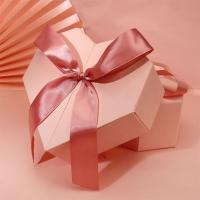 China Rigid Valentine's Day Bow Gift Box With Top And Bottom Cover Large Gift Packaging Box for sale