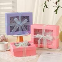 China Valentine's Day Rigid Gift Box Creative Window With Bow Exquisite Box for sale
