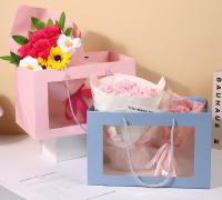 China Simple Transparent Paper Tote Bag Window Flowers Valentine'S Day Gift Bag for sale
