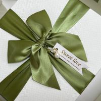 China White Rigid Packaging Box With Green Bow Perfect For Jewelry Clothing Or Festive Gifts for sale