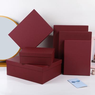 China Wine Red Wedding Gift Box Birthday Gift Box Village Shirt Clothes Gift Box Shoe Packaging Box Empty Box for sale