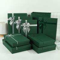 China Customized Rectangular Gift Box With Lid And Dark Green Packaging Box With Bow Photo Album Clothing Gift Box for sale