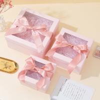 China Rigid Lid And Base Gift Box With Clear Window And Ribbon For Soap Candles Jewelry Or Small Gifts for sale