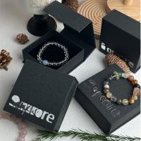 China Elegant Rigid Gift Box With Black Leather Texture For Bracelets Or Small Gifts for sale