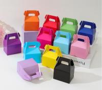 China Eco-Friendly Mini Paper Treat Boxes with Handle Party Favor Packaging in Bright Colors for sale