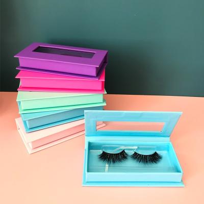 China Wholesale Colorful Foldable Magnetic Eyelash Boxes With Transparent Window For Beauty Packaging for sale