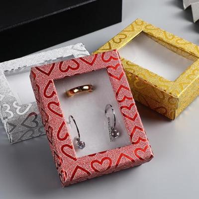 China Wholesale Colorful Heart Window Jewelry Packaging Boxes Custom Paper Gift Boxes For Earrings Studs And Rings for sale