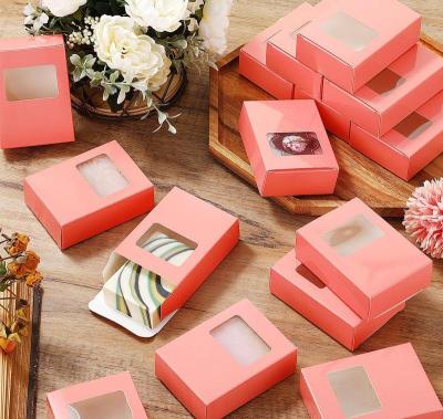 China Eco Friendly Kraft Gift Box With Clear Window For Bath Soap Candy Or Cookies for sale