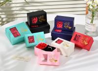 China Romantic Valentine's Jewelry gift Box With Rose Top For Ring Pendant Or Bracelet for sale