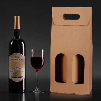 China Eco Friendly Corrugated Wine Gift Boxes Single Double Bottle Portable Handle for sale