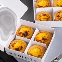 China Four or six Slot Egg Tart Paper Boxes For Bakery Display Delivery for sale