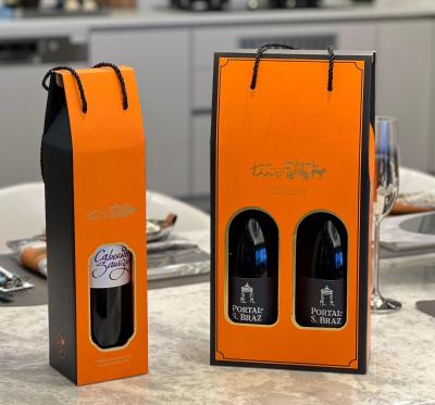 China Eco Friendly Foldable Wine Packaging Box Custom Printed Single Double Bottle Empty Boxes for sale