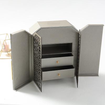 China Luxury Custom Double Door Cosmetic Gift Box Exquisite Empty Packaging For Premium Cosmetic Sets for sale