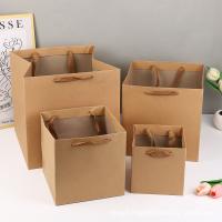 China Square Packaging Large Flower Bouquet Bag Thickened Kraft Paper Handbag for sale