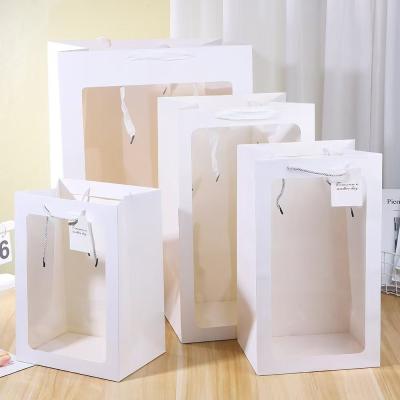 China Valentine'S Day Gift Thickened Gift Bag Transparent Handbag Bouquet Packaging Bag for sale