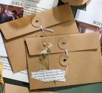 China Premium Kraft Paper String Tie Document Envelope Thick Vintage Folder For Invoices Cards Stationery Storage Paper Bag for sale