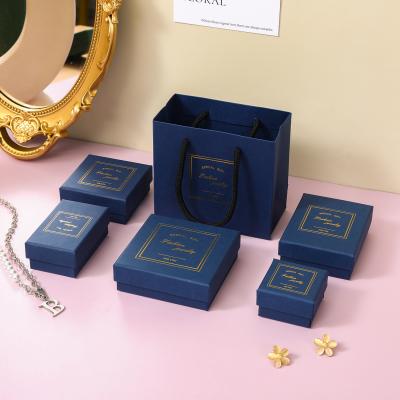 China Luxury Teal Jewelry Box Set Necklace Earring Ring Gift Packaging With Gold Accents for sale