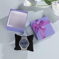 China Elegant Purple Polka Dot Watch Gift Box with Silk Ribbon Premium Jewelry Packaging for Luxury Watches for sale