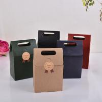 China Kraft Paper Solid Color Flip Packaging Paper Bag Candy Cake Packaging Gift Tote Bag for sale