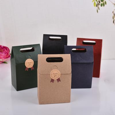 China Kraft Paper Solid Color Flip Packaging Paper Bag Candy Cake Packaging Gift Tote Bag for sale