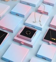China Pearlescent Pink Blue Jewelry Gift Box Lid Type Storage For Rings Earrings Necklaces for sale