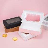 China Eco Friendly Window Gift Box Set Kraft Black Pink Food Packaging with Wave Cut Display for Cookies Treats for sale