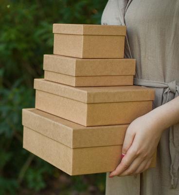 China Kraft Paper Gift Box With Lid Minimalist Rigid Box For Birthday Festival Gift Packaging for sale