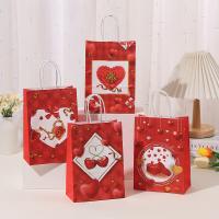 China Various Styles Of Customized Kraft Paper Gift Bags Red Love Gift Bags Valentine'S Day Gift Packaging Bags for sale