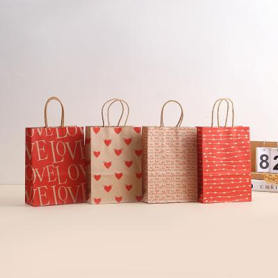 China Kraft Paper Bag Love Letter Creative Printing Packaging Bag Party Souvenir Large Capacity Handbag for sale