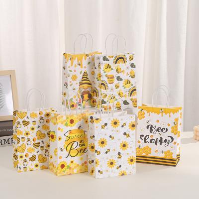 China Cartoon Bee Gift Bag Birthday Gift Kraft Paper Bag Party Tote Bag Shopping Packaging Bag Printing for sale