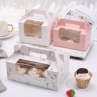 China Portable Cupcake Folding Packaging Box Dessert Packaging Box Muffin Box Transparent Egg Tart Box for sale
