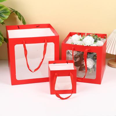China Elegant Window Gift Bags Set Premium Tea Cosmetic Packaging With Floral Design  Customizable Logo for sale
