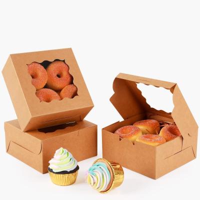 China Kraft Paper Square Cake Box with Hollow Window for sale