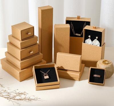 China Custom Kraft Jewelry Box Set with Drawer Organizers for sale
