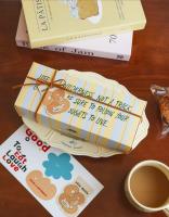 China Custom Printed Sea Salt Cheese Pastry Box with Blue Gold Stripes for sale