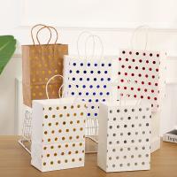 China Custom Gold Dot Kraft Paper Gift Bags with Twisted Handles for sale