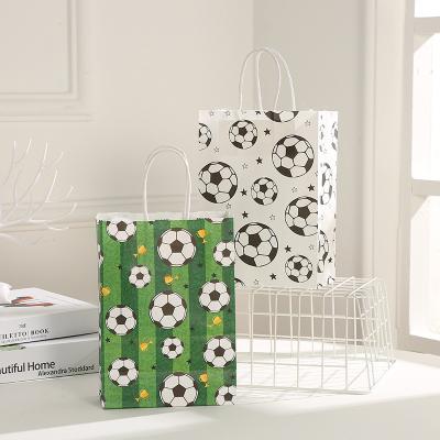 China Custom Football Printed Kraft Paper Gift Bag with Twisted Handle for sale