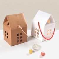 China Custom Kraft Paper House Shaped Gift Box with Hollow Design for sale