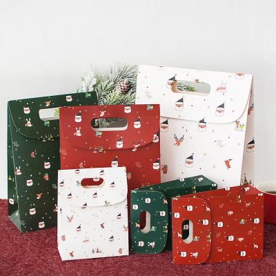 China Custom Printed Christmas Gift Bags Kraft Paper Flip Top for sale