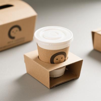 China Customizable Kraft Paper Cup Holder for Coffee and Tea for sale
