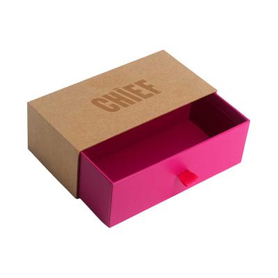 China Custom Drawer Jewelry Box Kraft Ecofriendly with Pink Velvet for sale