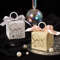 China European Style Wedding Favor Box Set Glitter Silver Gold for sale