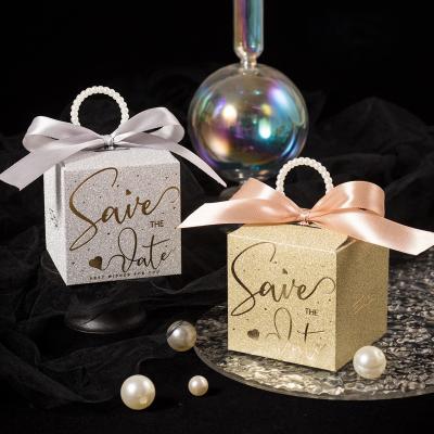 China European Style Wedding Favor Box Set Glitter Silver Gold for sale