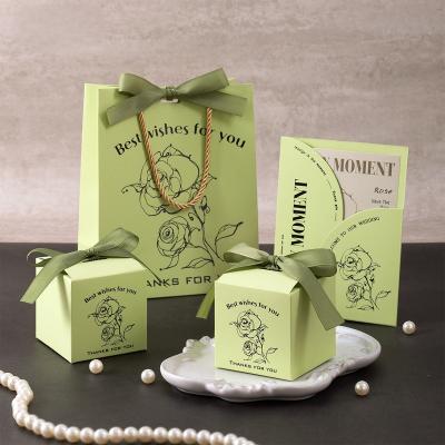 China Custom Printed Sage Green Wedding Favor Gift Bags Set for sale