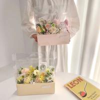 China Custom Flower Gift Box with PVC Window and Ribbon Handle for sale