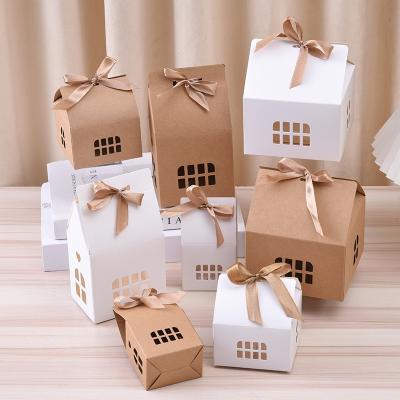 China Custom Kraft Paper Gingerbread House Gift Box Holiday Packaging for sale