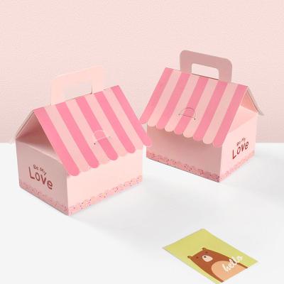 China Pink Kraft Paper House Gift Box for Biscuits Cookies for sale