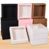 China Wave Window Cake Box White Cardboard Baking Packaging Packaging Box Pastry Box Muffin Cup Cake Box for sale